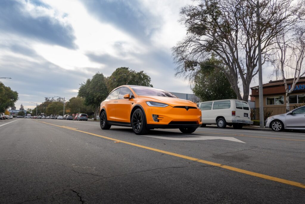MATTE ORANGE Vinyl Wrap – Tesla Model X - with Full Paint Protection ...