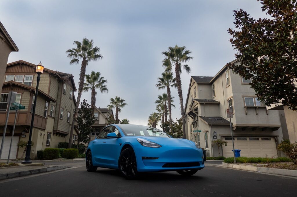 Tesla Model 3 - Matte Riviera Blue Vinyl Wrap | 3M 2080 - M67 - OCDetailing