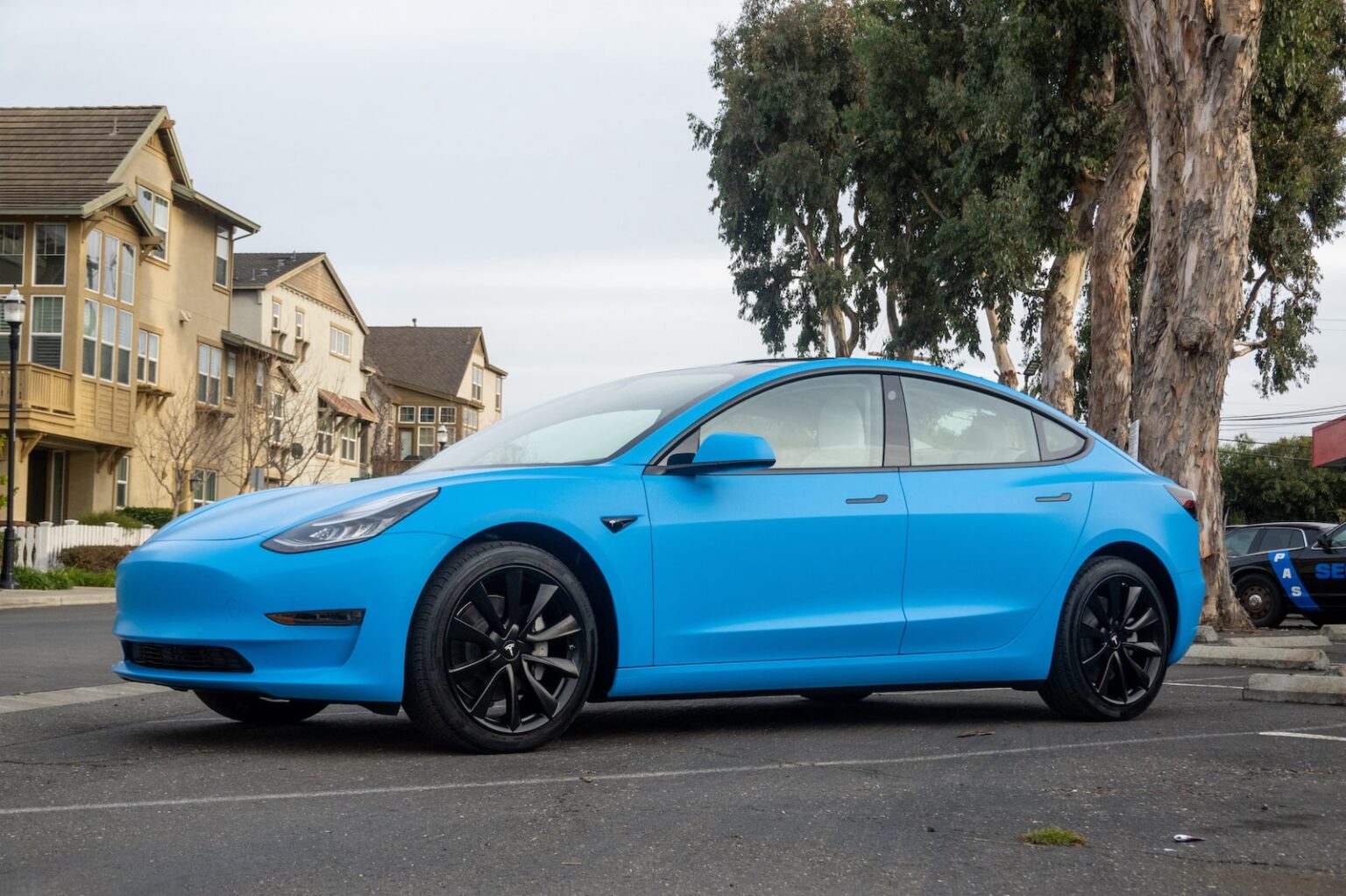 Tesla Model 3 - Matte Riviera Blue Vinyl Wrap | 3M 2080 - M67 - OCDetailing