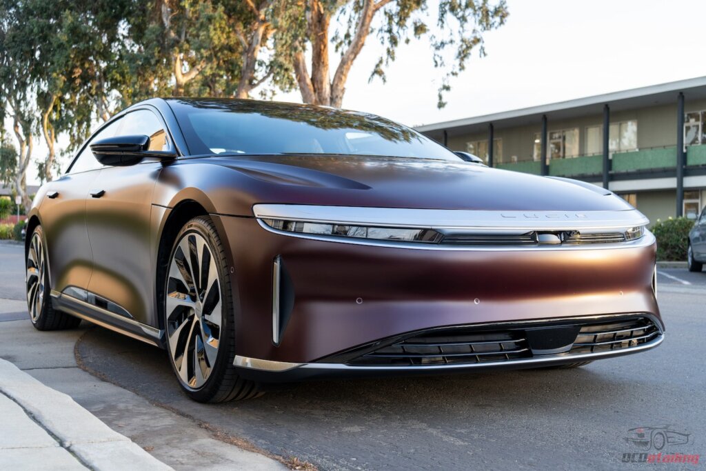 Zenith Red Matte Wrap - Lucid Air in XPEL Stealth - OCDetailing